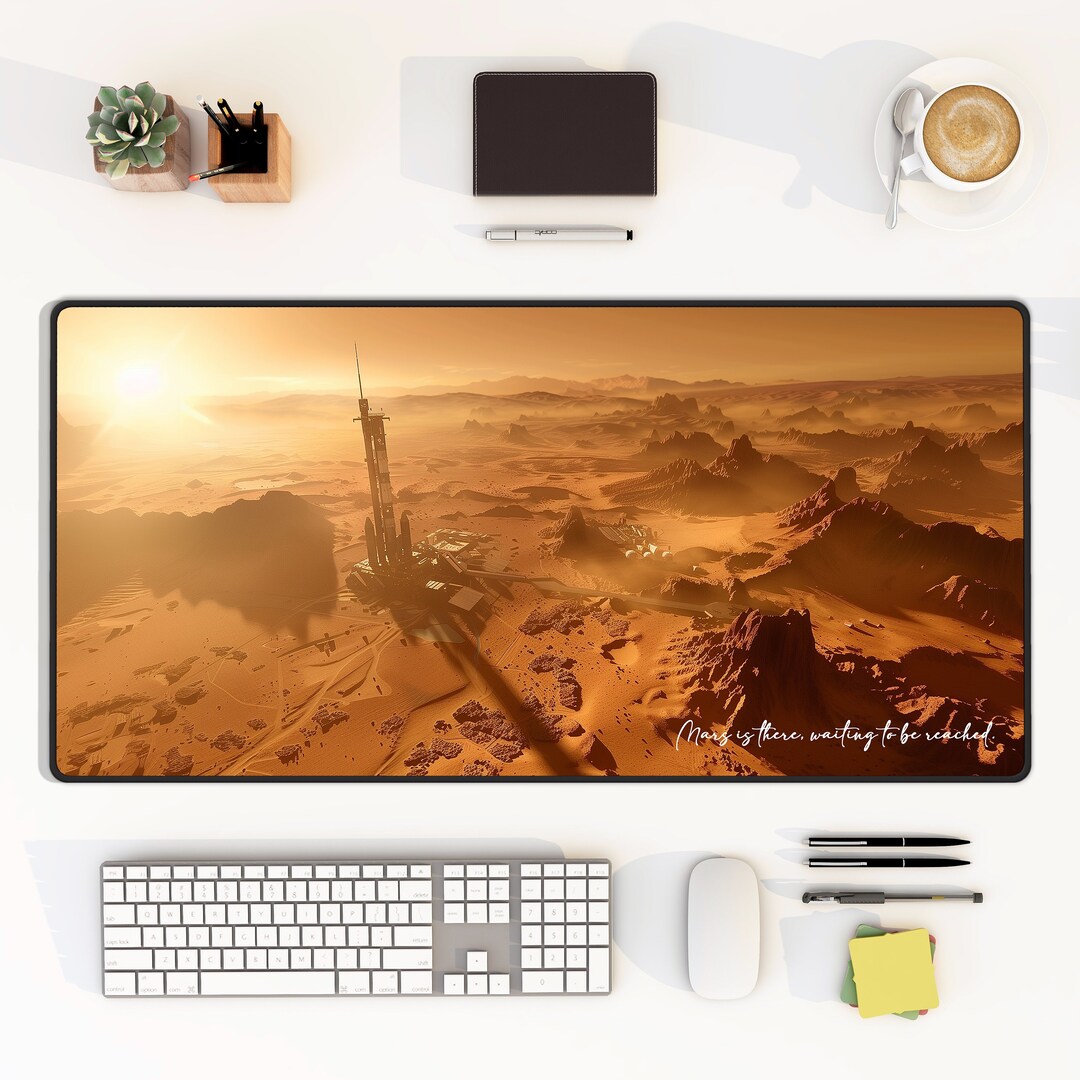Mars Desk Mat, First Colony on Mars Mouse Pad, Mars Office Gift, Mars ...