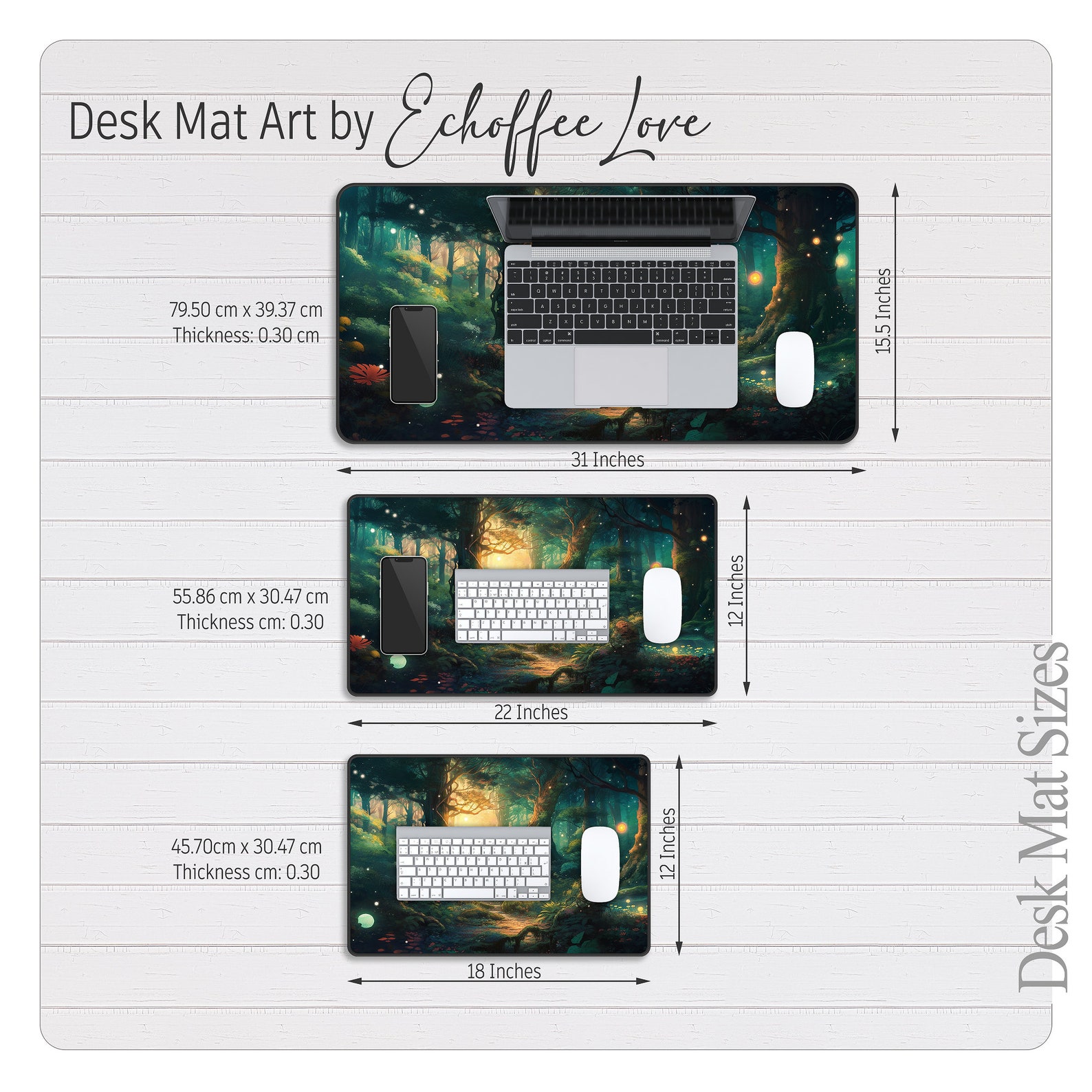 Fantasy Forest Desk Mat, Green Forest Mouse Pad XL Gaming Desk Mat ...