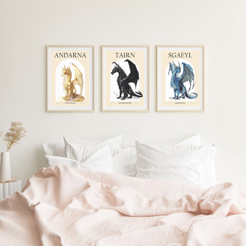 Fourth Wing Art Set of 3, Fourthwing Dragon, TAIRN SGAEYL ANDARNA Art ...