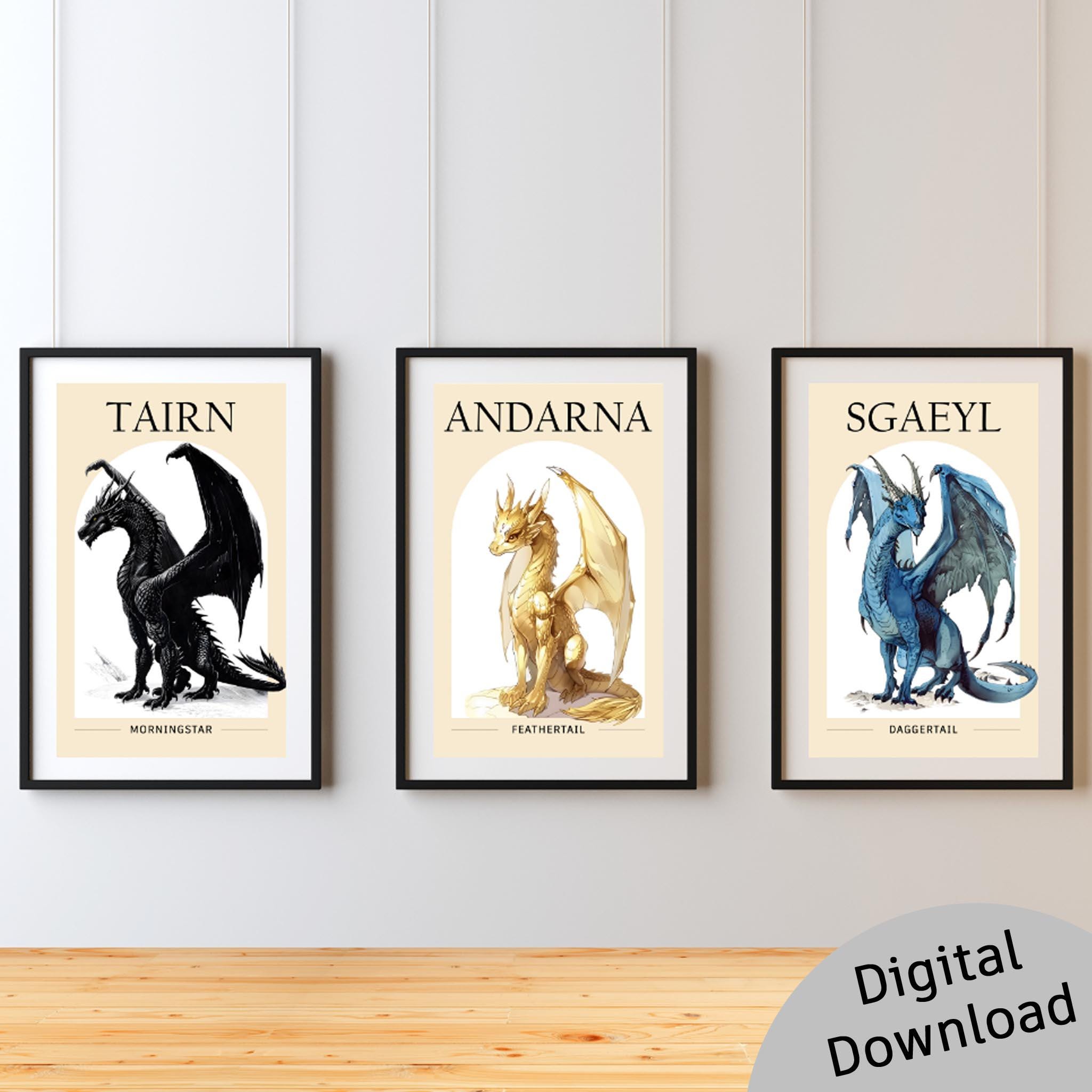 Fourth Wing Art Set of 3, Fourthwing Dragon, TAIRN SGAEYL ANDARNA Art ...