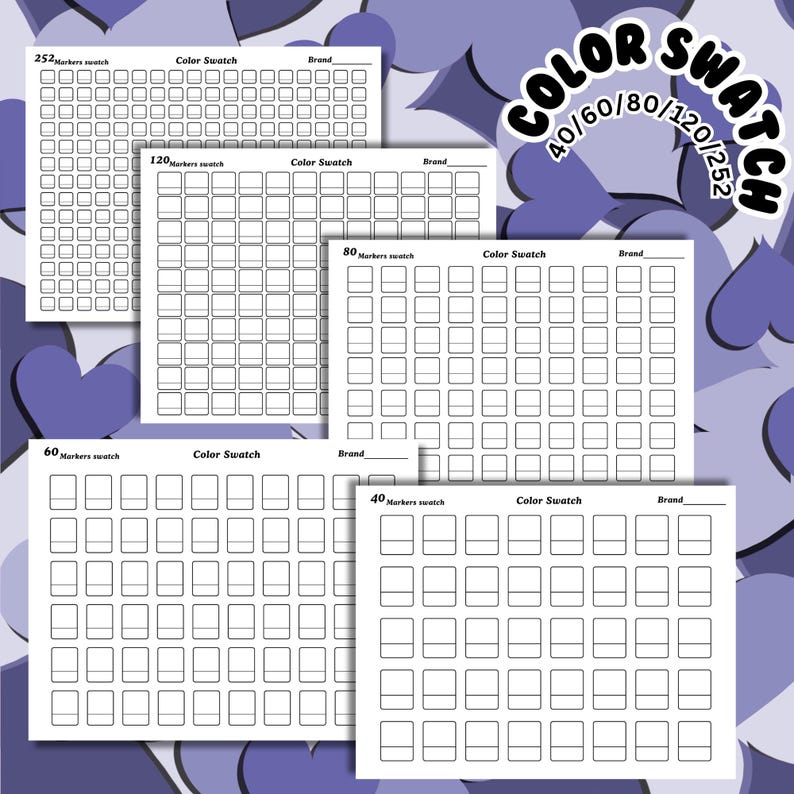 Coloring Practice Worksheets Printable Blank Color Swatch Chart Combo ...