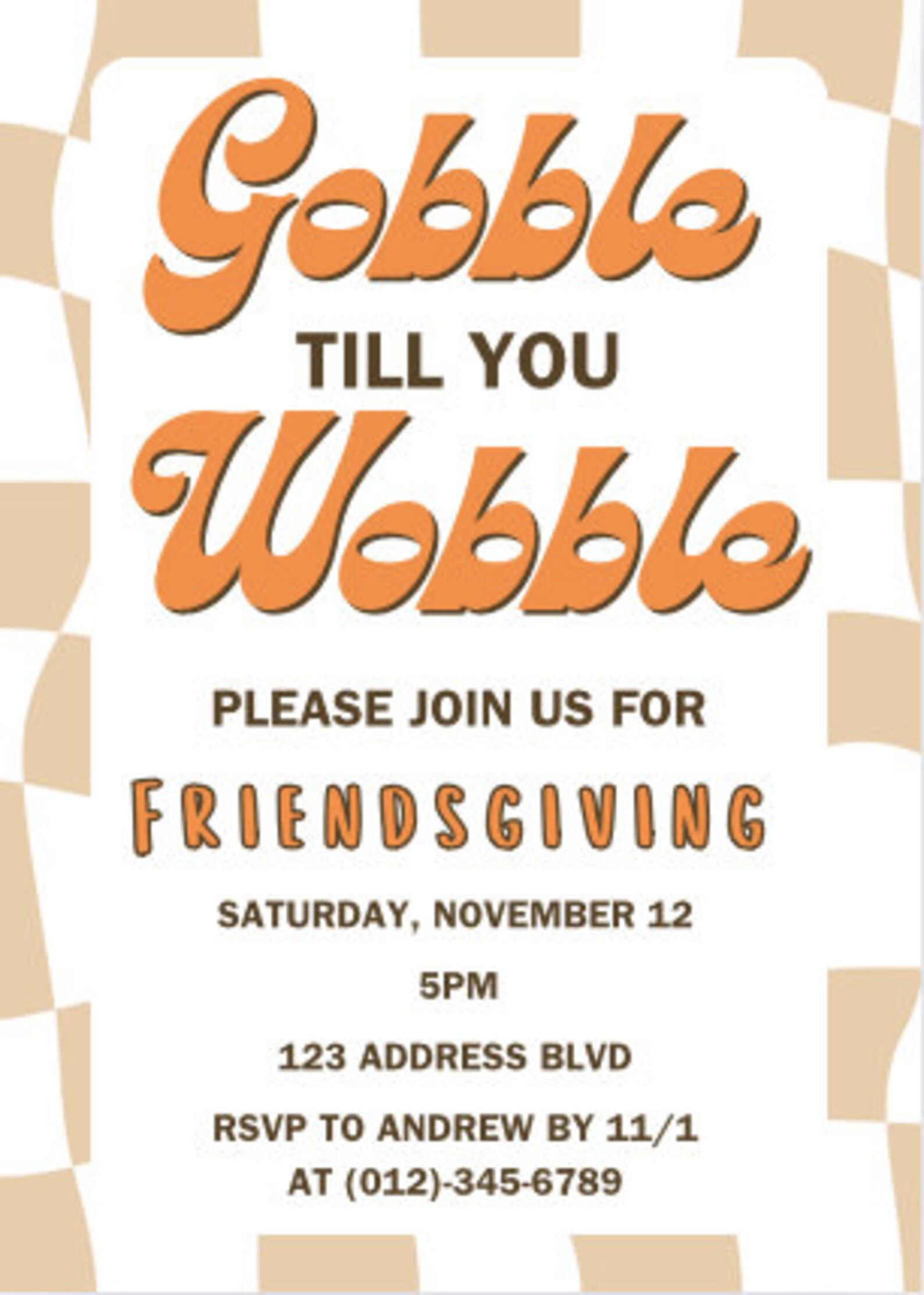 Editable Friendsgiving Invitation, Gobble Till You Wobble Invite ...