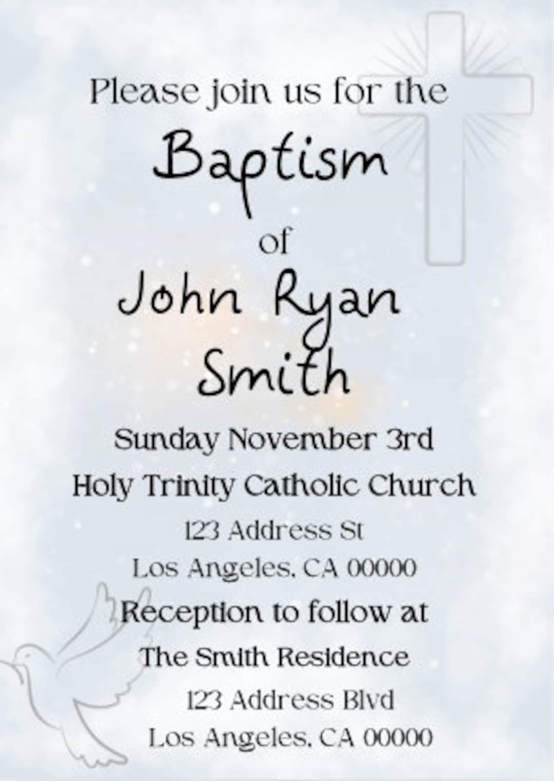 Editable Boy Baptism Invitation, Boy Catholic Baptism Invite, Blue ...