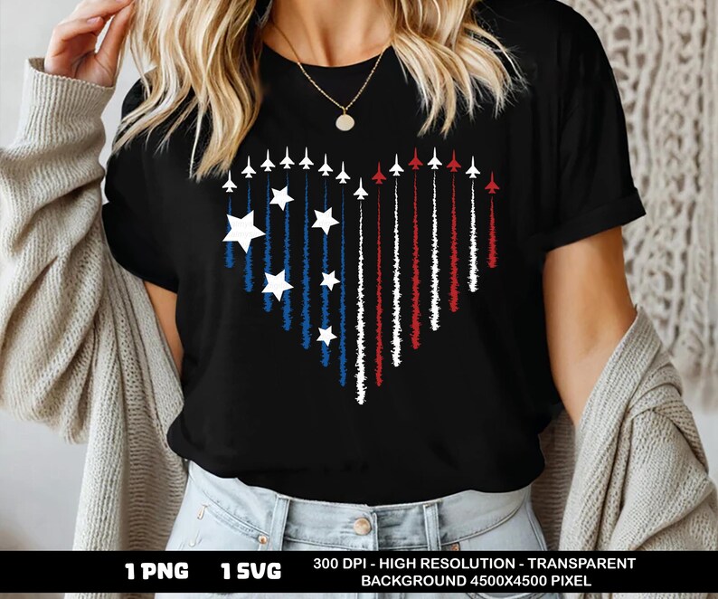 Fighter Jet Heart Flag SVG: 4th of July, Air Force (digital Download ...