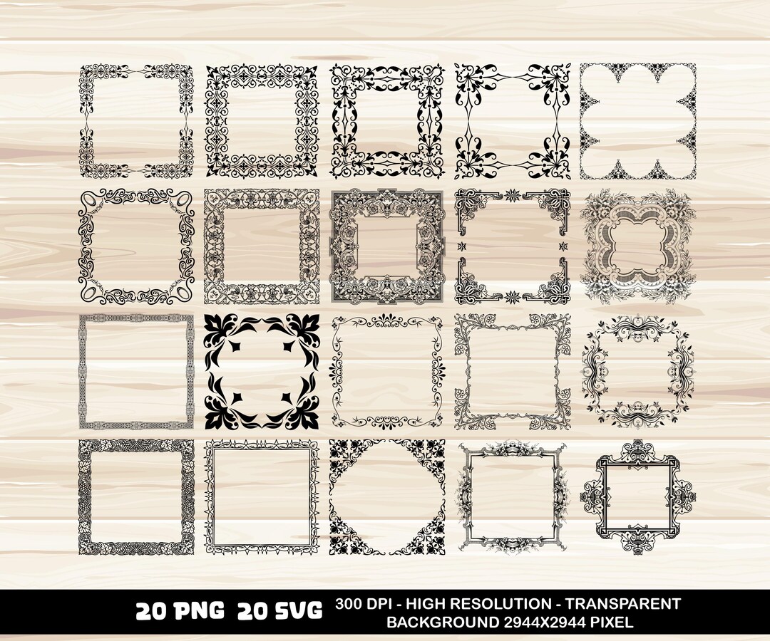 Square Frame SVG Bundle, Square Frame PNG Bundle, Frame Clipart, Frame ...
