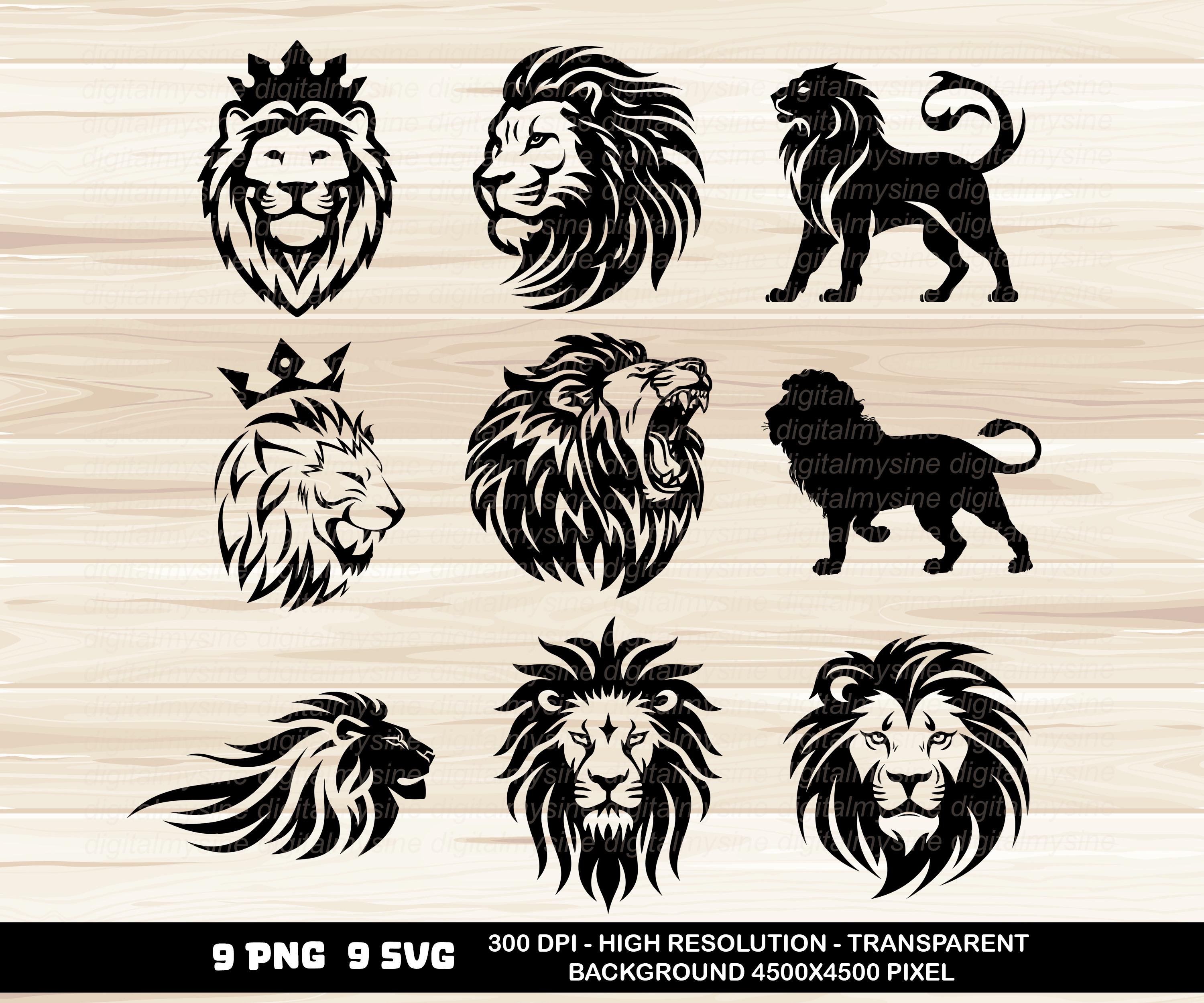 Lion Head Vector Bundle SVG, PNG, Lion Vector, Svg Files for Cricut ...
