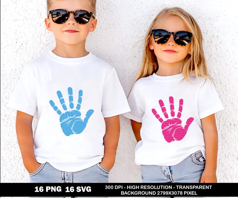 Colorful Handprint SVG, PNG Bundle: Painted Hands Graphics (digital ...