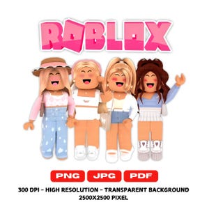 Roblox Girls Character PNG, JPG, PDF Digital Image Clip Art Instant ...