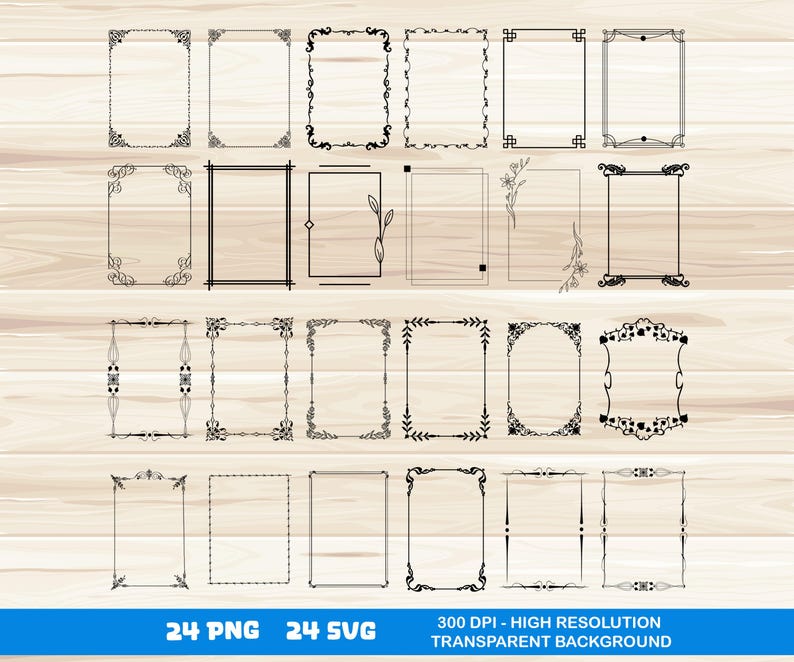 Decorative Frame SVG, Rectangle Frame Svg, Floral Border Svg, Vintage ...