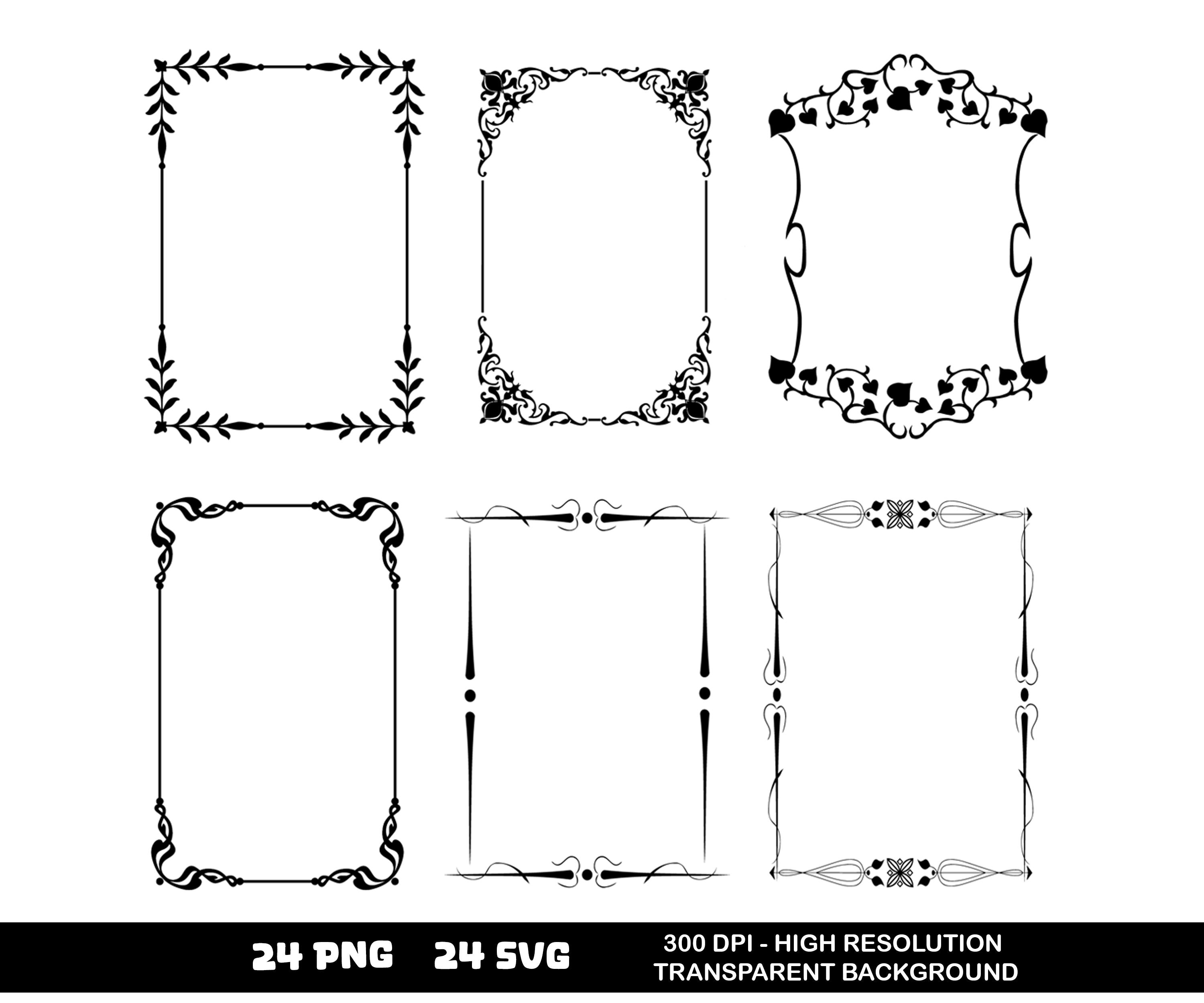 Decorative Frame SVG, Rectangle Frame Svg, Floral Border Svg, Vintage ...