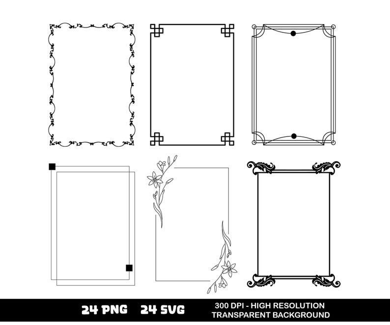 Decorative Frame SVG, Rectangle Frame Svg, Floral Border Svg, Vintage ...