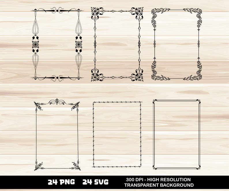 Decorative Frame SVG, Rectangle Frame Svg, Floral Border Svg, Vintage ...