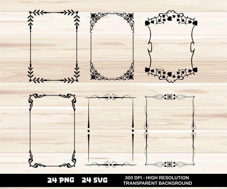 Decorative Frame SVG, Rectangle Frame Svg, Floral Border Svg, Vintage ...