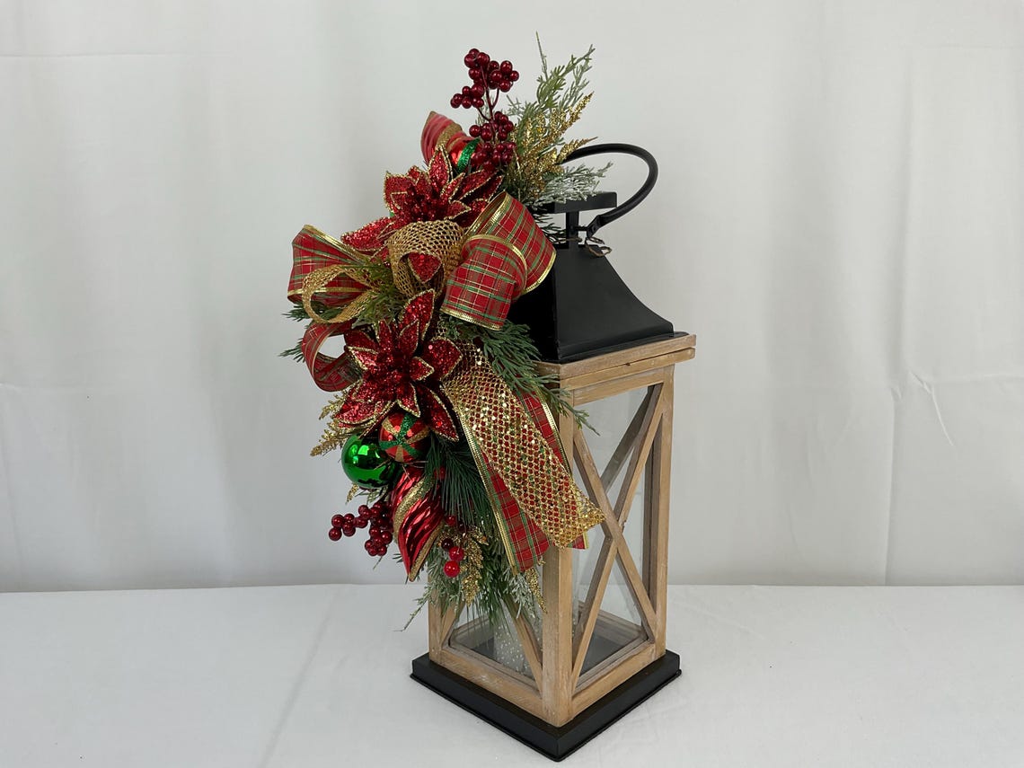 Handmade Christmas Lantern Topper/swag - Etsy