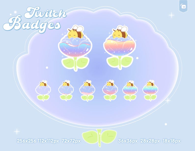 Tulip Flower Liquid Filling Twitch Sub Bit Badges / Kawaii Magic Flower ...