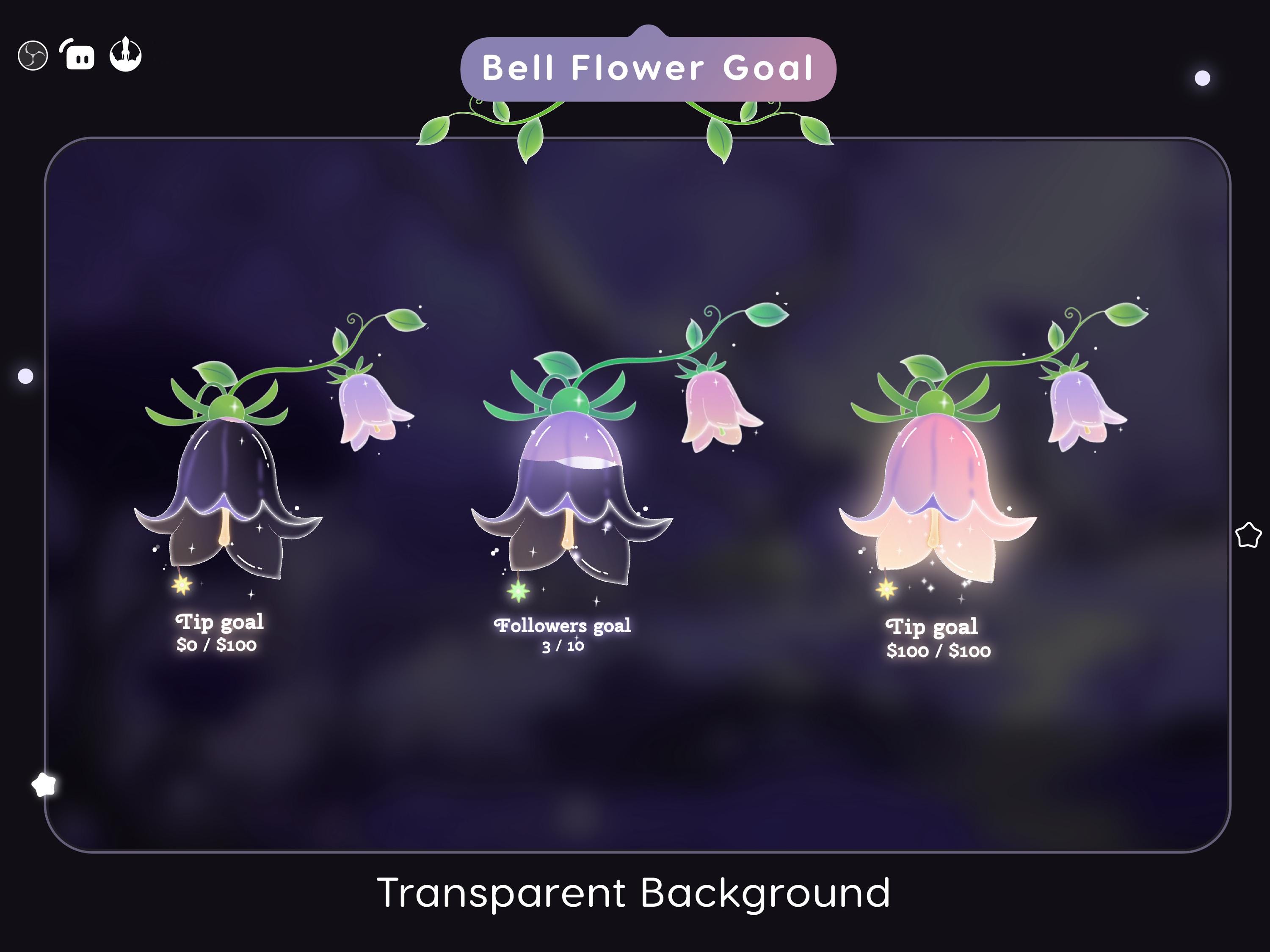 Bell Flower Twitch Goal Widget: Glassy Stream Widget - Etsy