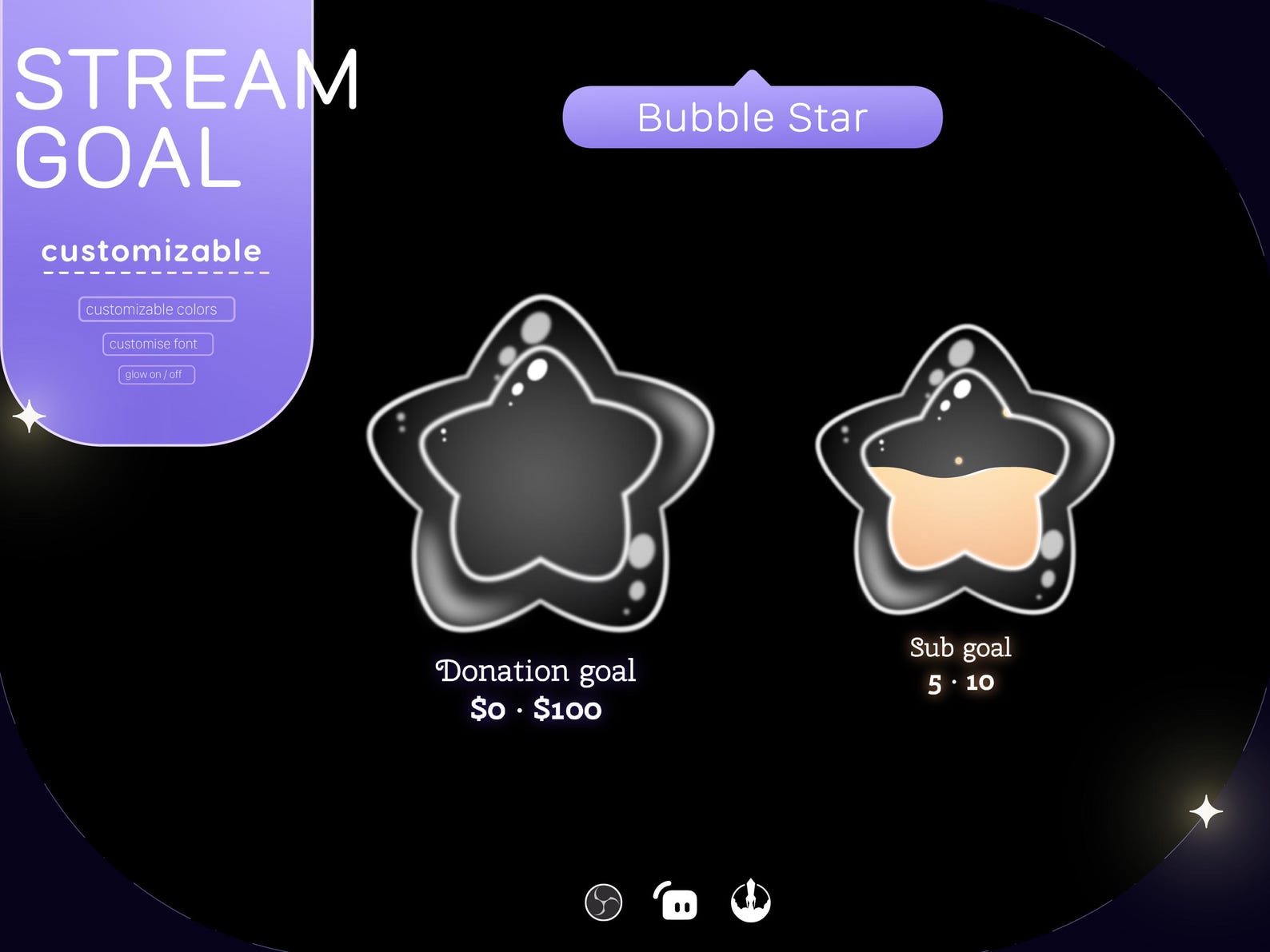Stream Widget | Bubble Star Goal Widget | Cute Star Goal Widget for ...
