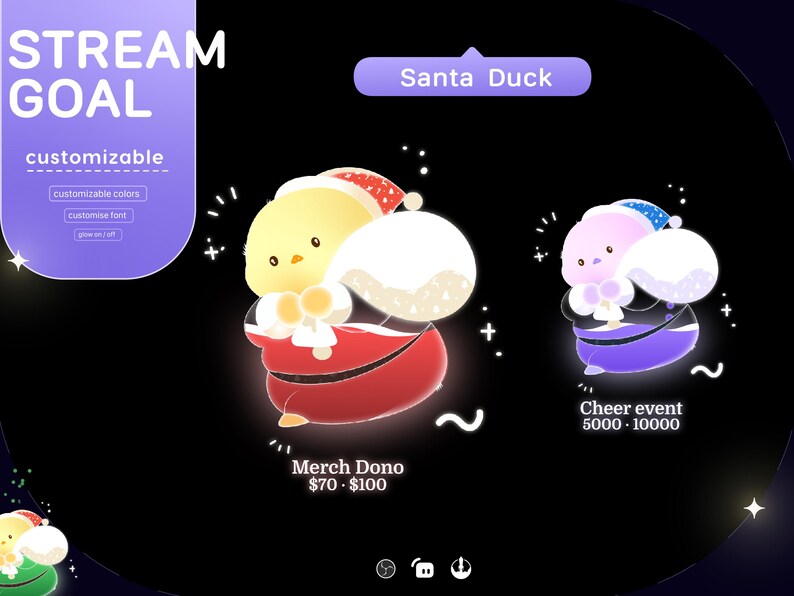 Stream Widget | Santa Duck Goal Widget | Festive Goal Widget for Twitch ...