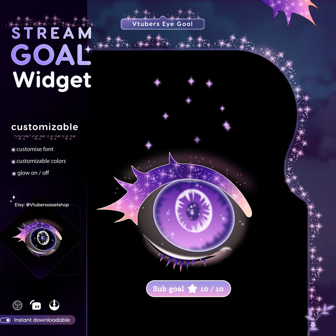 Stream Widget | Vtubers Eye Goal Widget | Vtuber Character Goal Widget ...