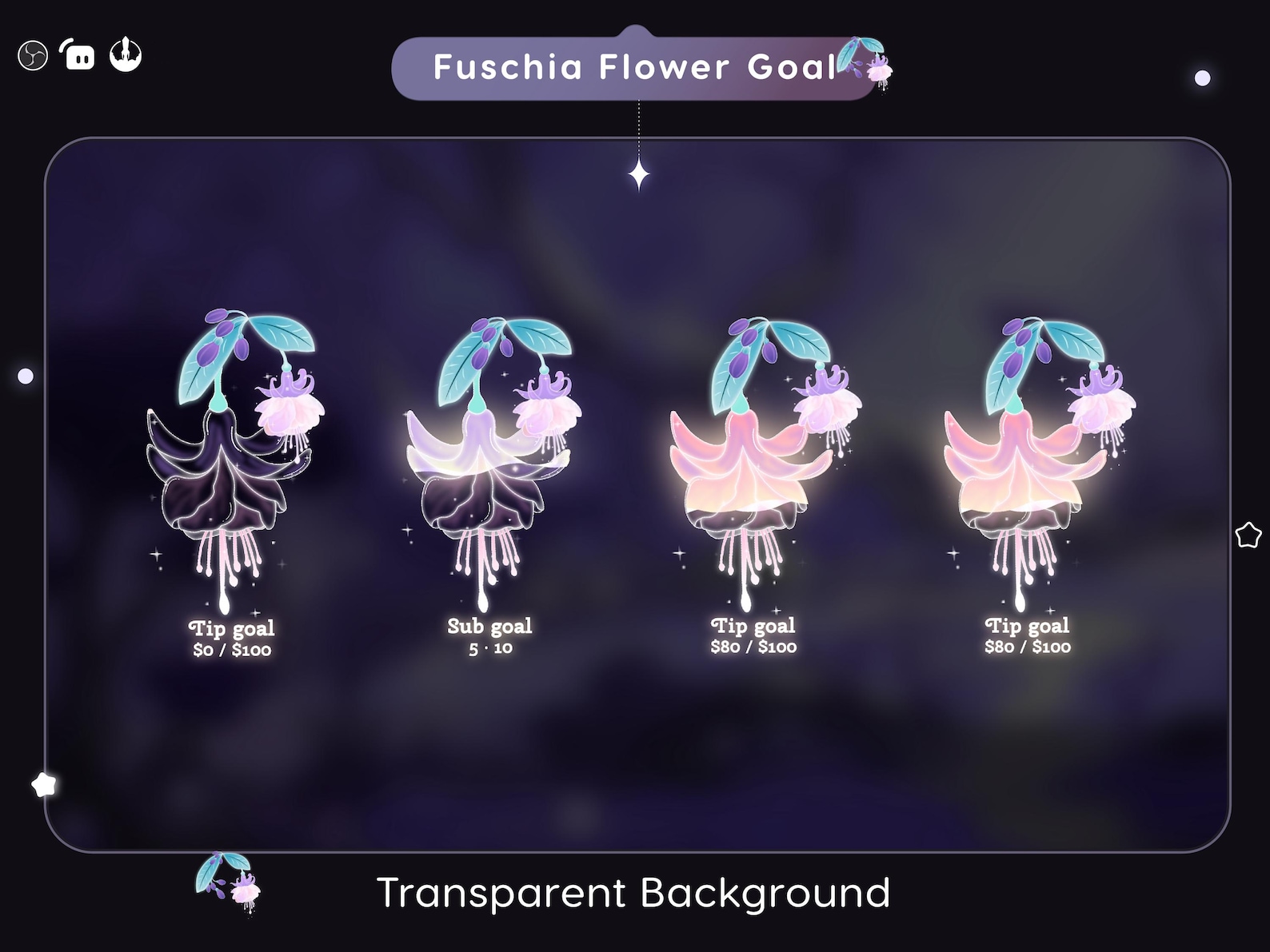 Stream Widget | Fuchsia Flower Goal Widget | Glassy Fuchsia Flower Goal ...