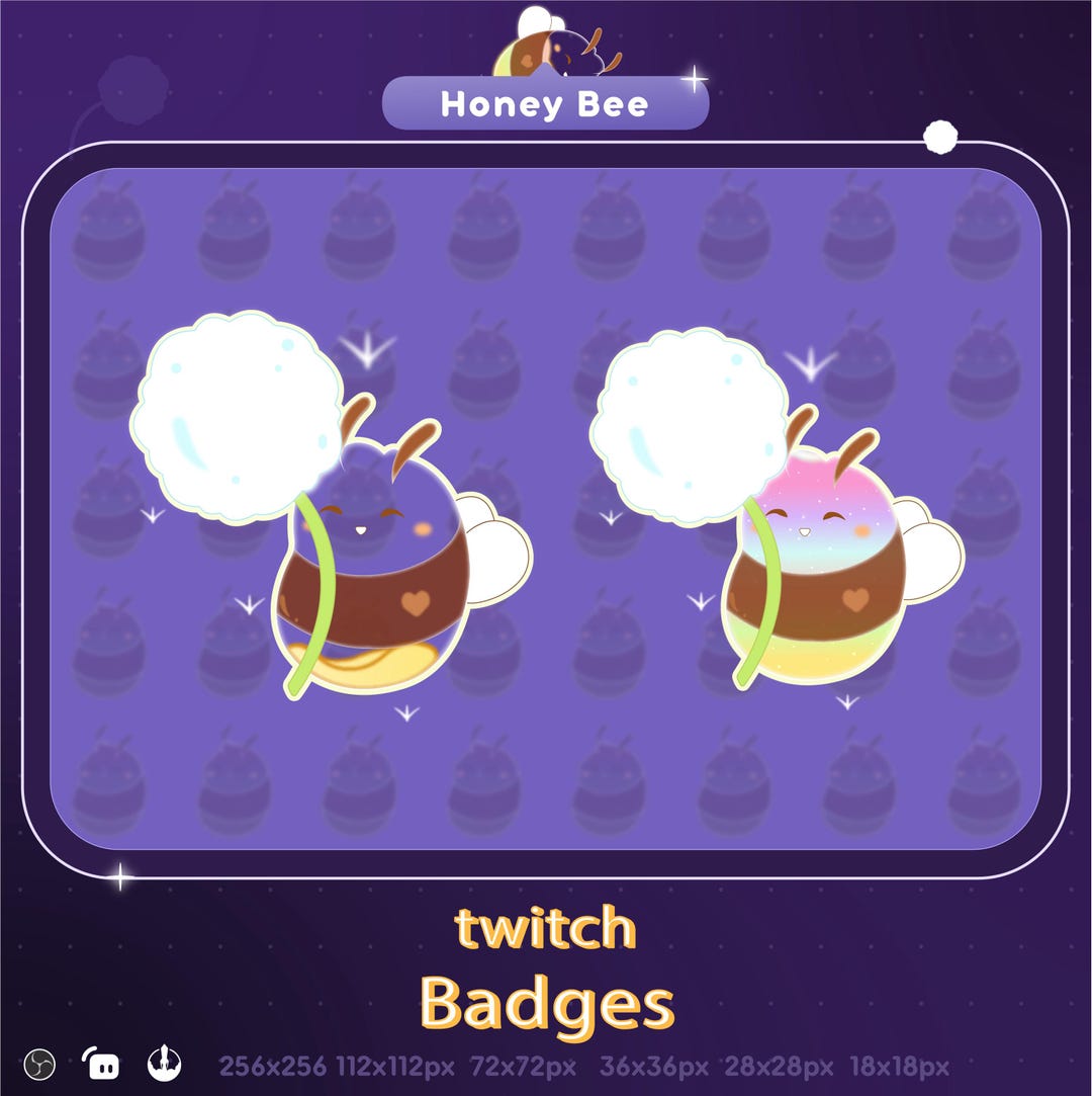 Honey Liquid Filling Cute Bee Twitch Sub Bit Badges / Kawaii Magic ...
