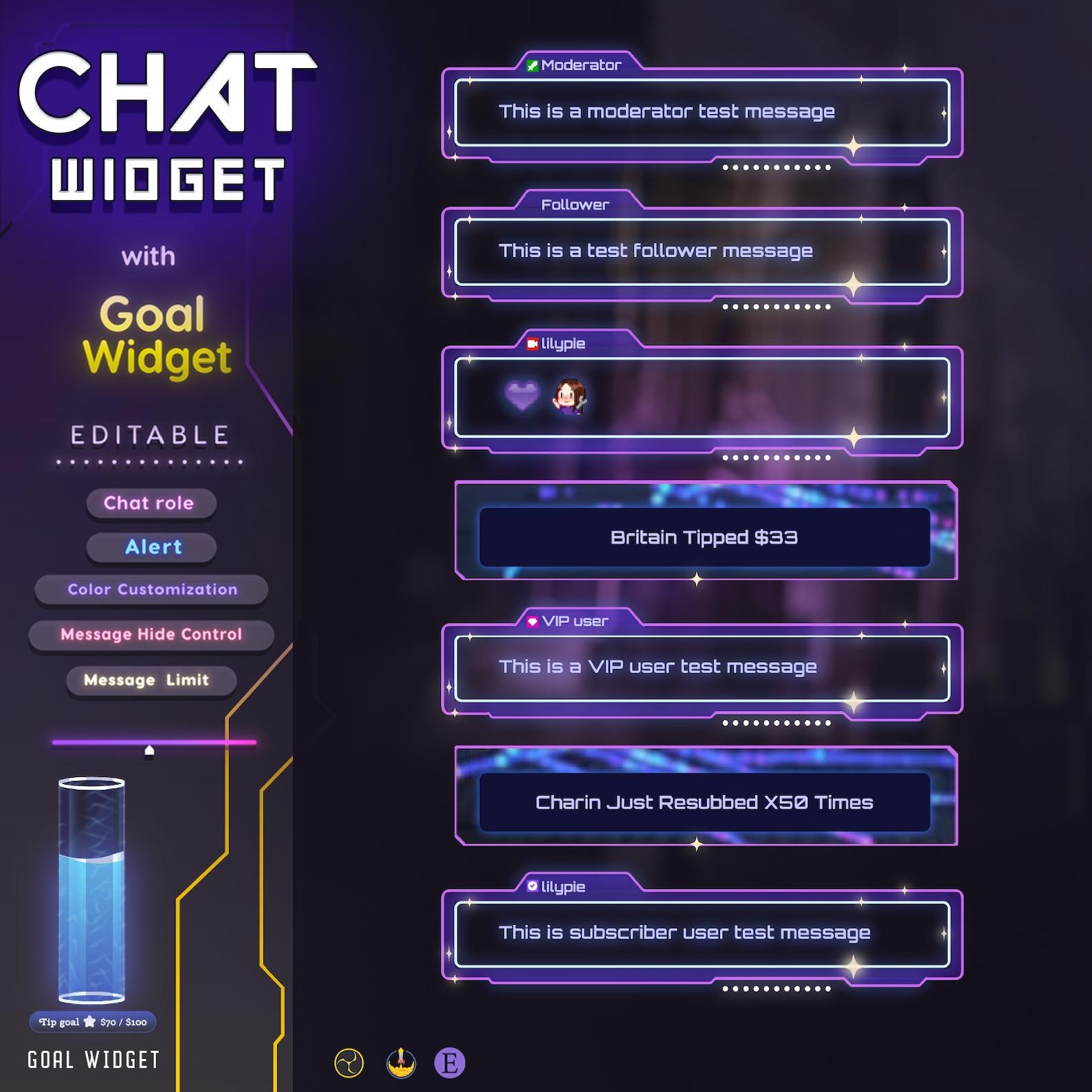 Cyberpunk Twitch Chat Widget - Pronouns & Alerts (streamelements, OBS ...