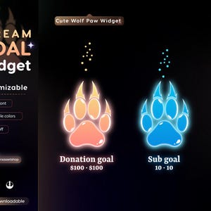 Stream Widget | Wolf Paw Goal Widget | Glassy Wolf Pet Goal Widget for ...