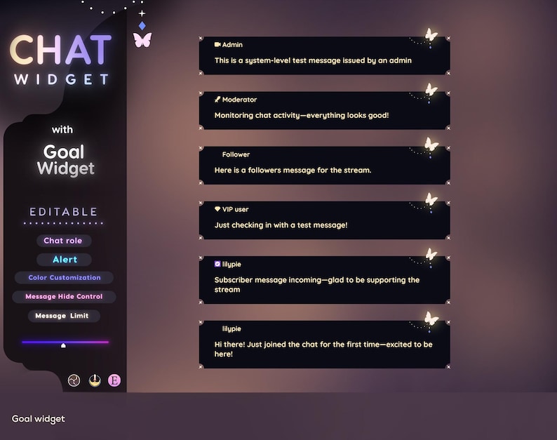 Celestial Butterfly Twitch Chat & Goal Widget - Starry Stream Alerts ...