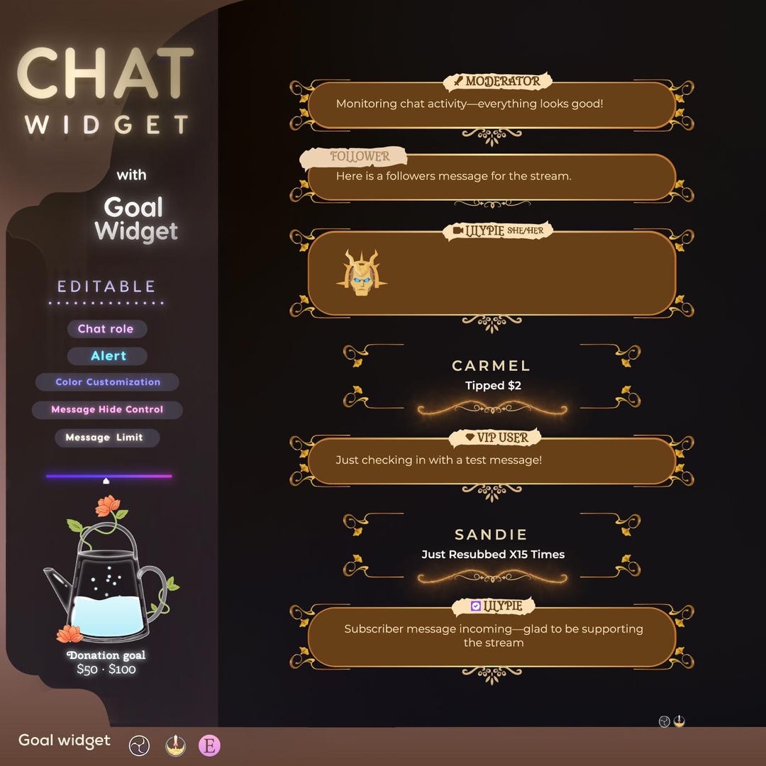 Floral Stream Twitch Chat Widget: Classical Nature Theme Stream Overlay ...