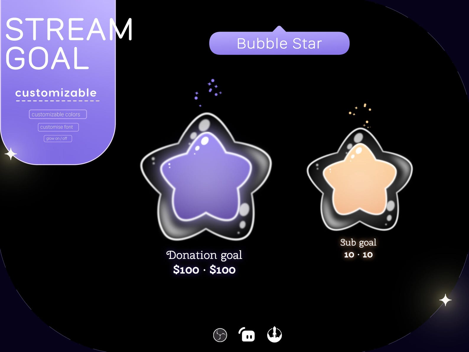 Stream Widget | Bubble Star Goal Widget | Cute Star Goal Widget for ...