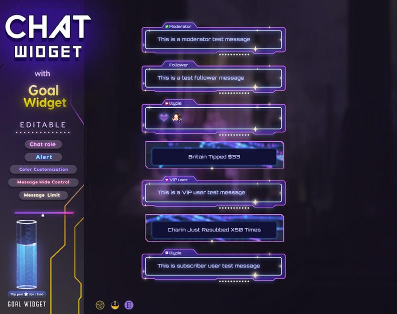 Cyberpunk Twitch Chat Widget - Pronouns & Alerts (streamelements, OBS ...