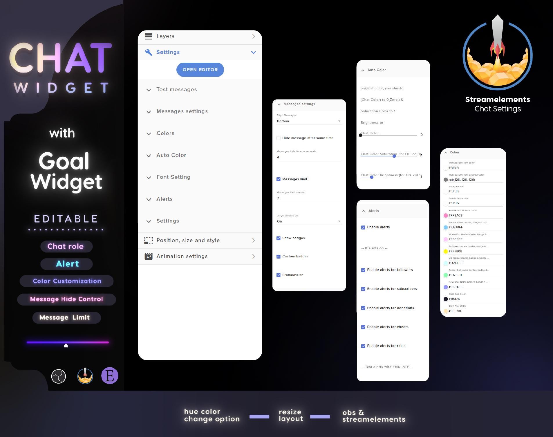 Neon Glow Twitch Chat Widget | Goal Bar Streamelements and OBS (digital ...
