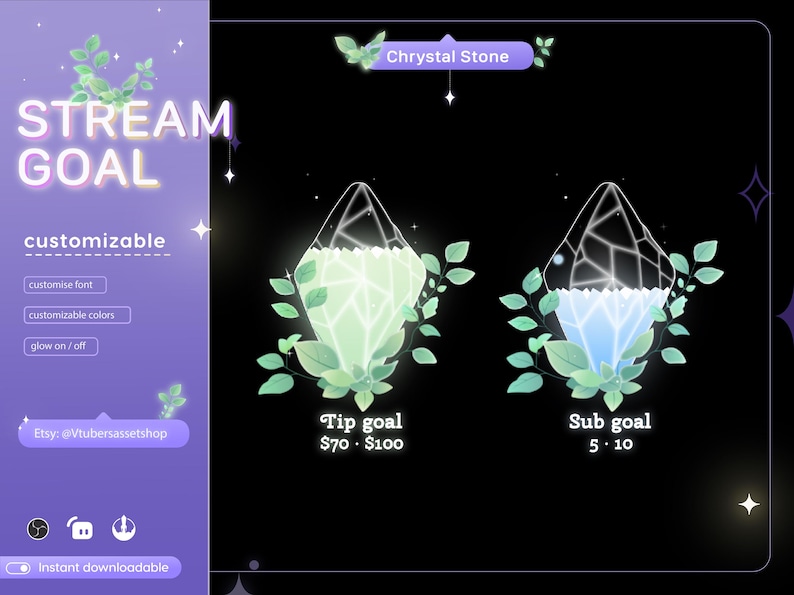 Crystal Quartz Stream Goal Widget: Twitch & OBS (digital Download) - Etsy