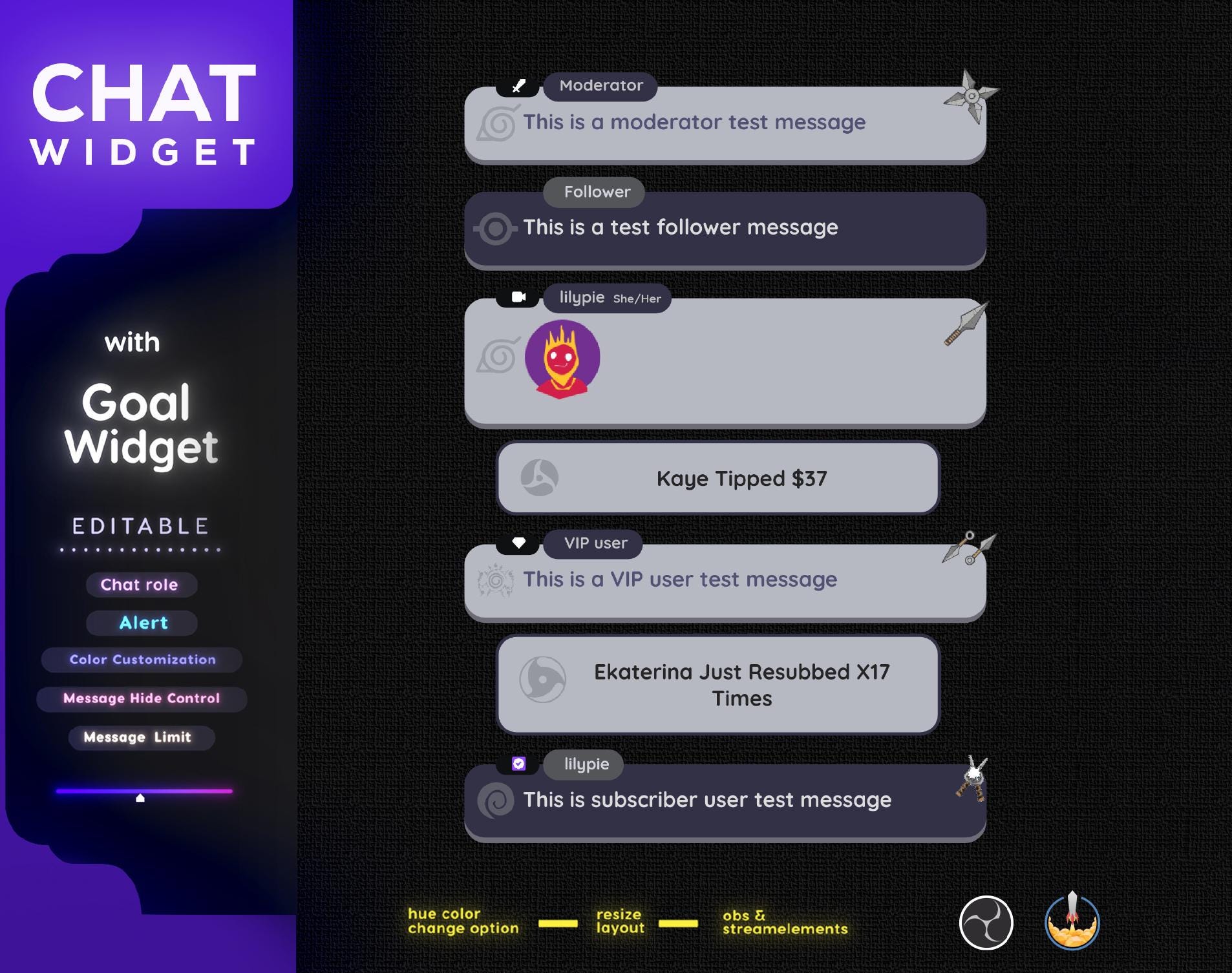 Naruto Vibes Chat and Goal Widget • Ninja, Minimal, Starry, Naruto ...