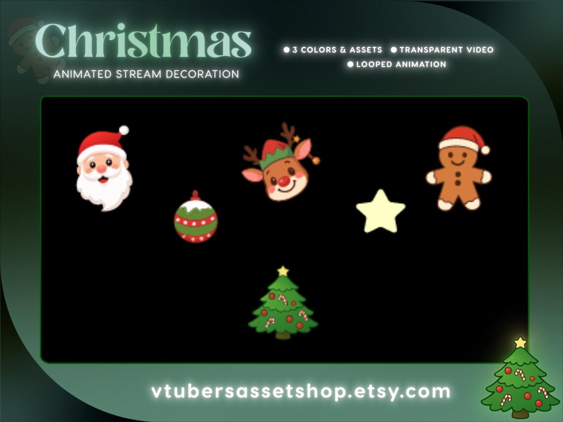 Xmas Animated Stream Decoration | Merry Christmas Twitch Overlay ...