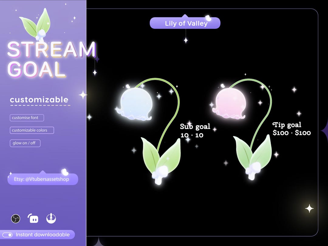 Lily of Valley Stream Goal Widget: Glassy Flower Design - Etsy