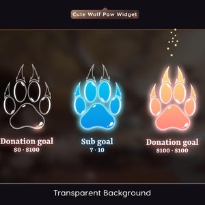 Stream Widget | Wolf Paw Goal Widget | Glassy Wolf Pet Goal Widget for ...