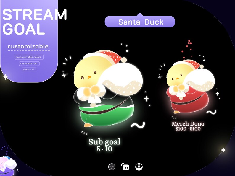 Stream Widget | Santa Duck Goal Widget | Festive Goal Widget for Twitch ...