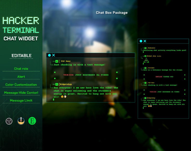 Hacker Terminal Twitch Chat Widget - Cyberpunk Streamelements & Event ...