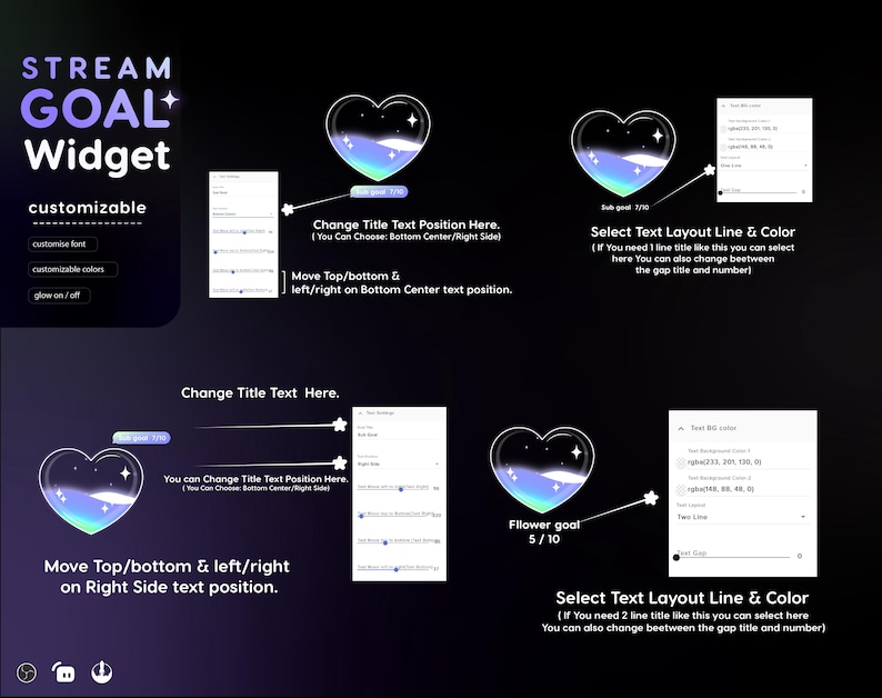 Rainbow Heart Liquid Goal Widget for Twitch Streamers | Customizable ...