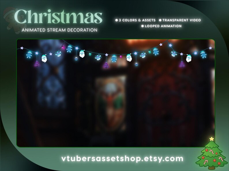 Xmas Animated Stream Decoration | Merry Christmas Twitch Overlay ...
