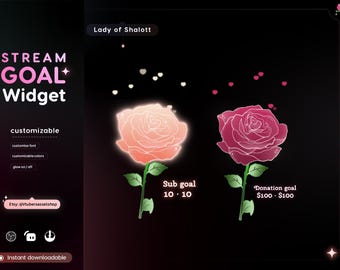 Stream Widget | Flower Vas Goal Widget | Glassy Tulip Flower Goal ...