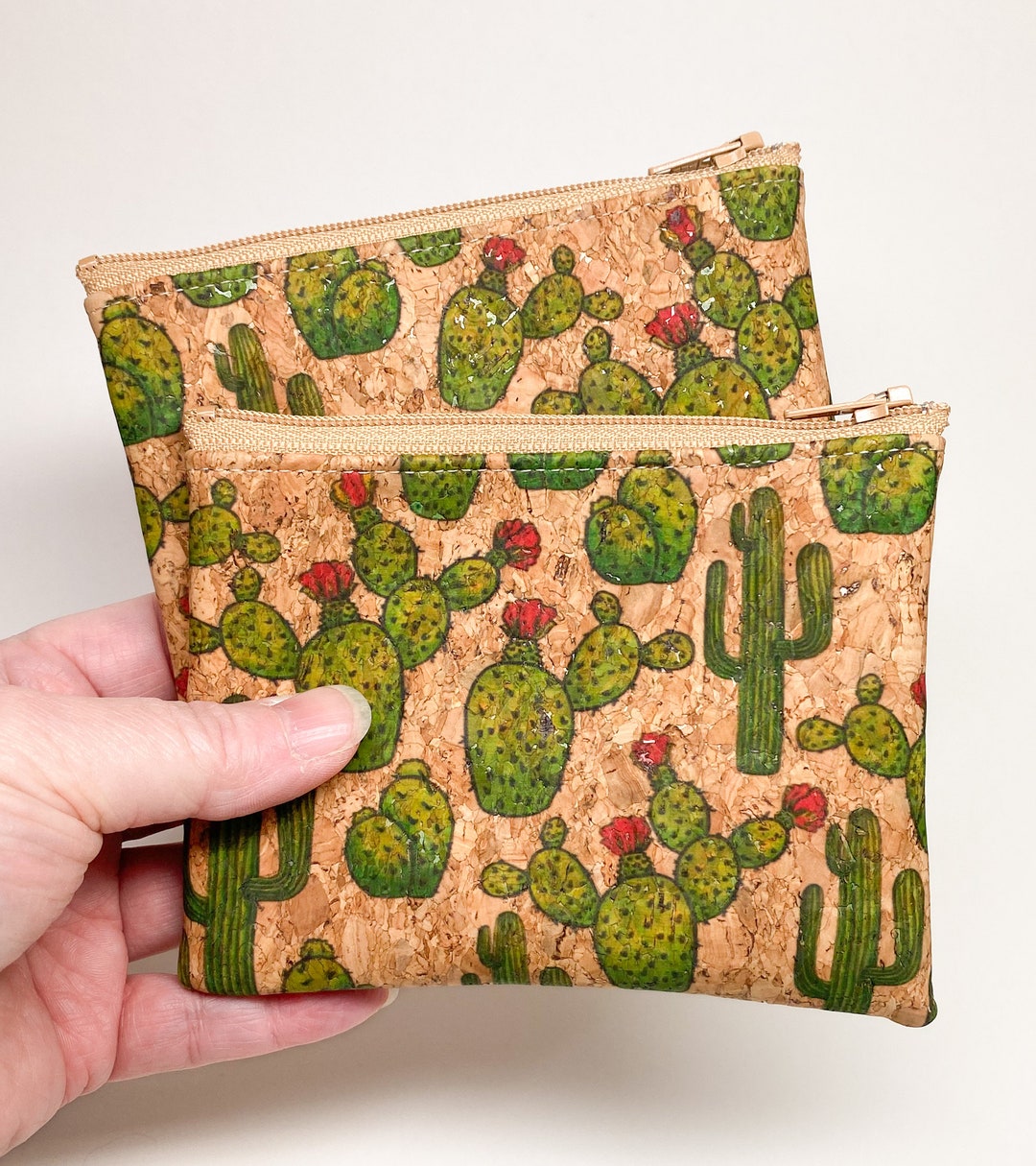 Desert Cacti - Cork Leather Coin Purse, Card Zip Wallet - Etsy