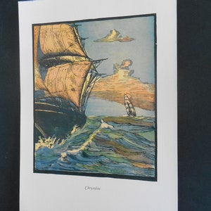 1936 Original Clipper Ship Color Print, Sailing Ship Chrysolite, Rare ...