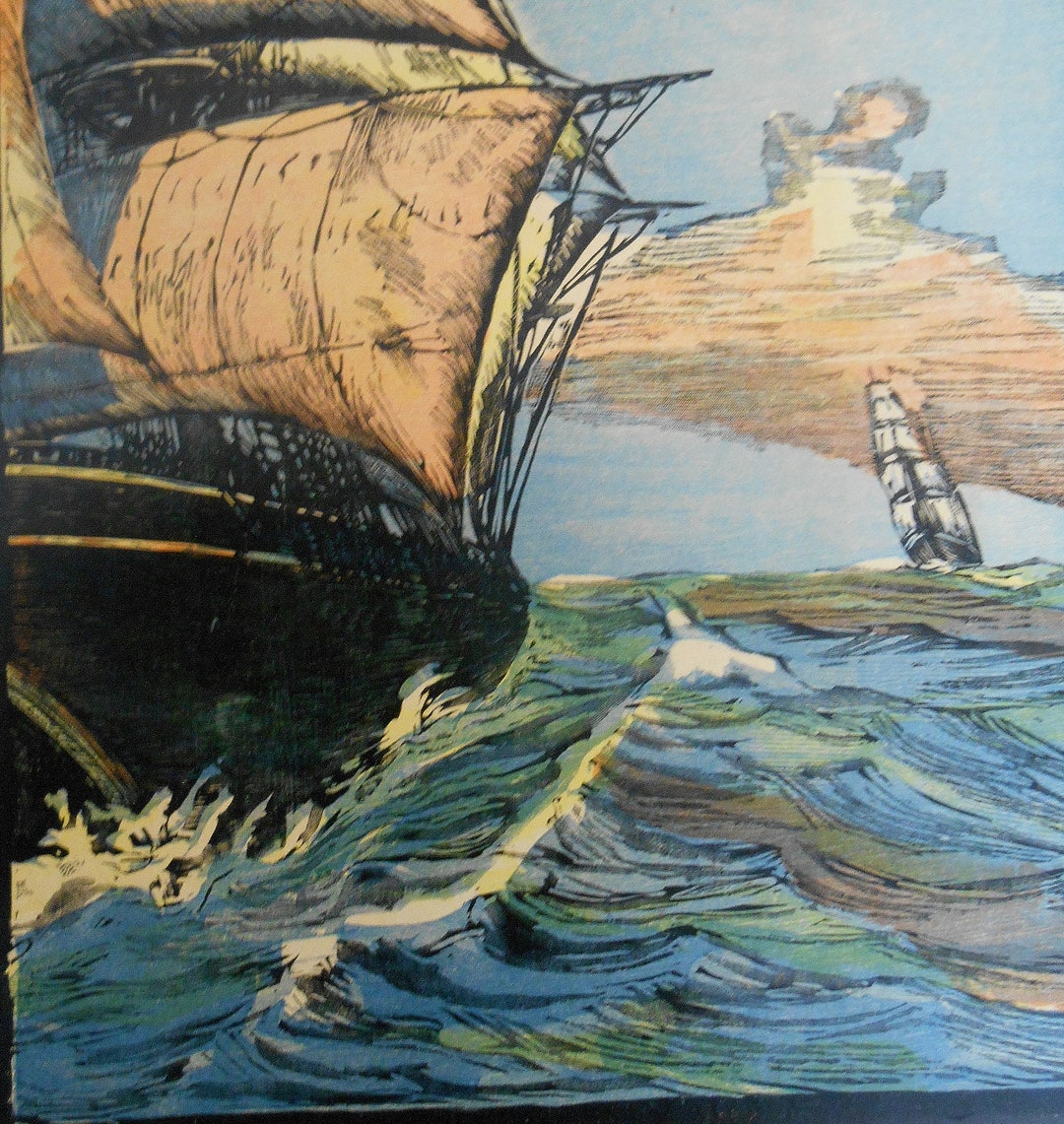 1936 Original Clipper Ship Color Print, Sailing Ship Chrysolite, Rare ...