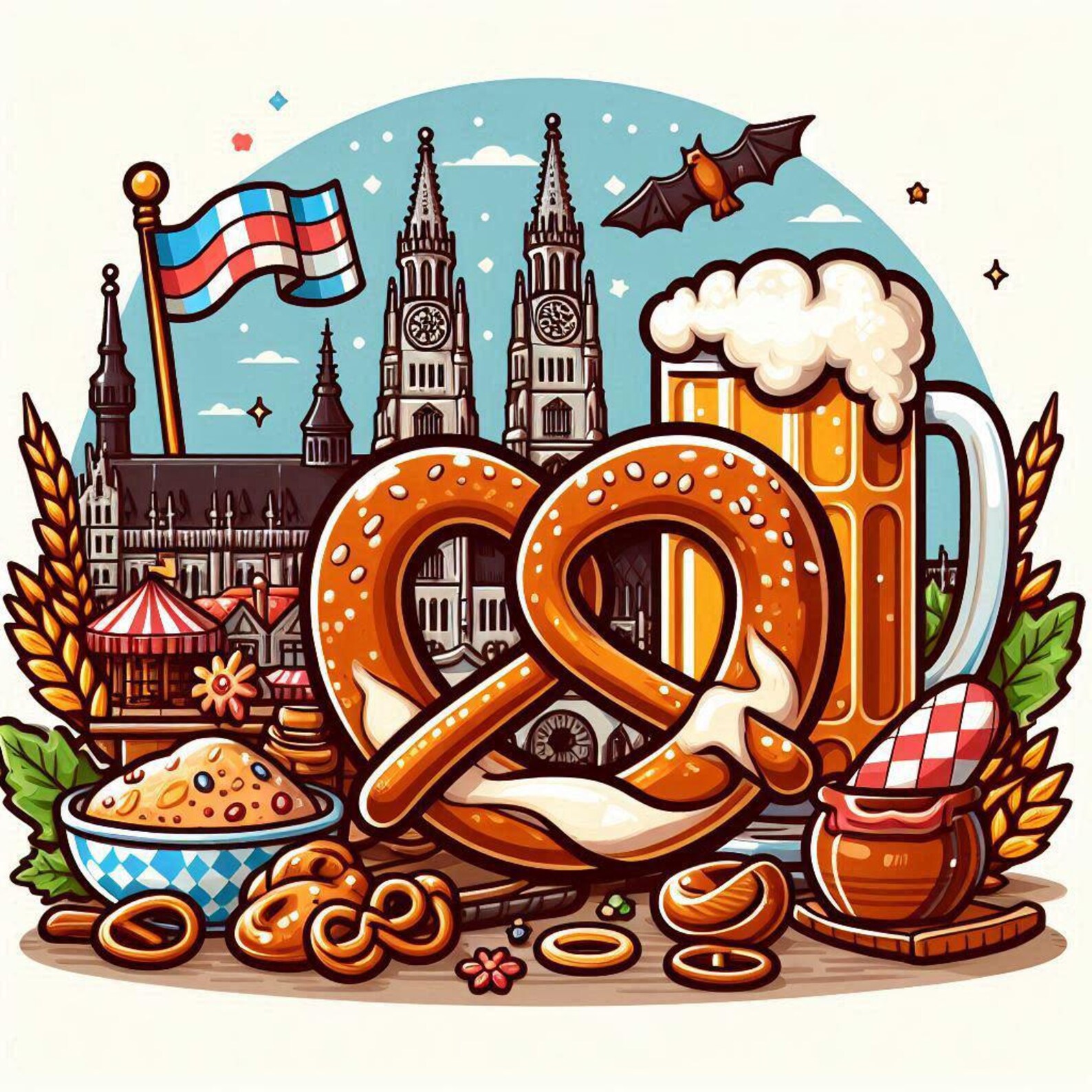 Oktoberfest, Digital Art, Bavarian Pretzel Clipart, Oktoberfest Beer ...