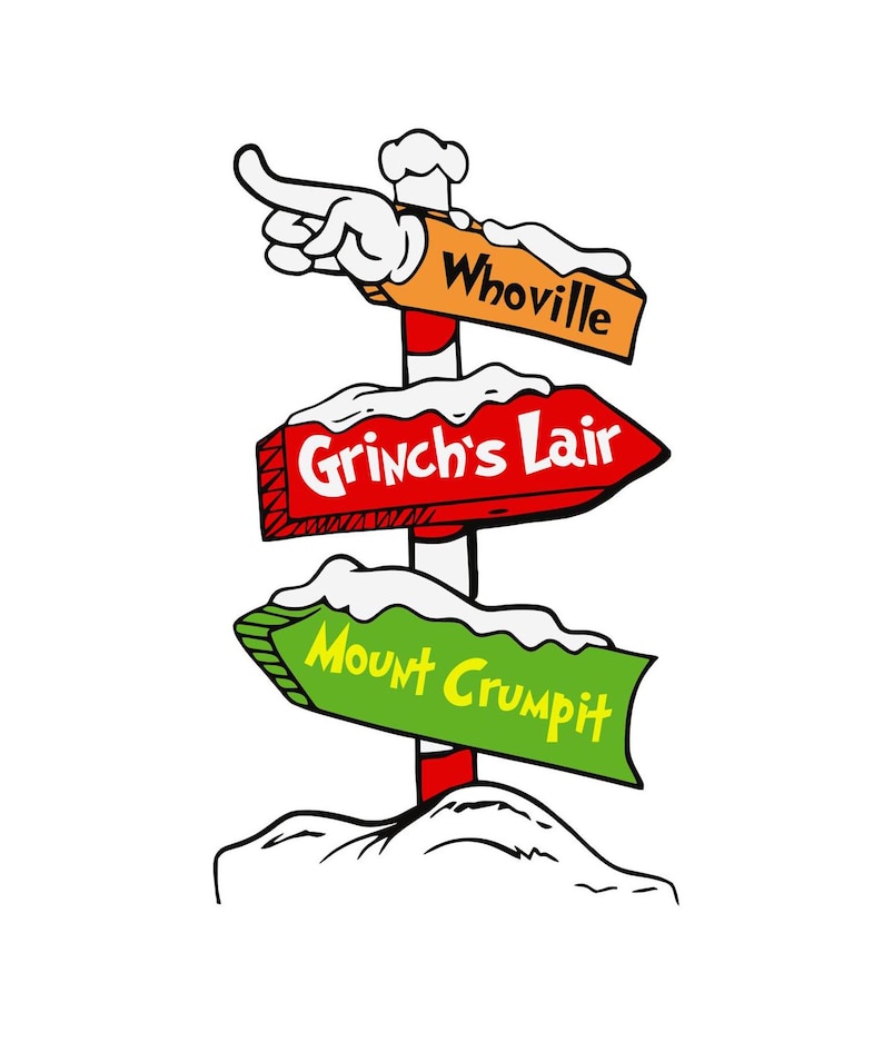 Grinch Signs SVG, Grinch Direction Signs SVG, Whoville SVG, Clipart ...