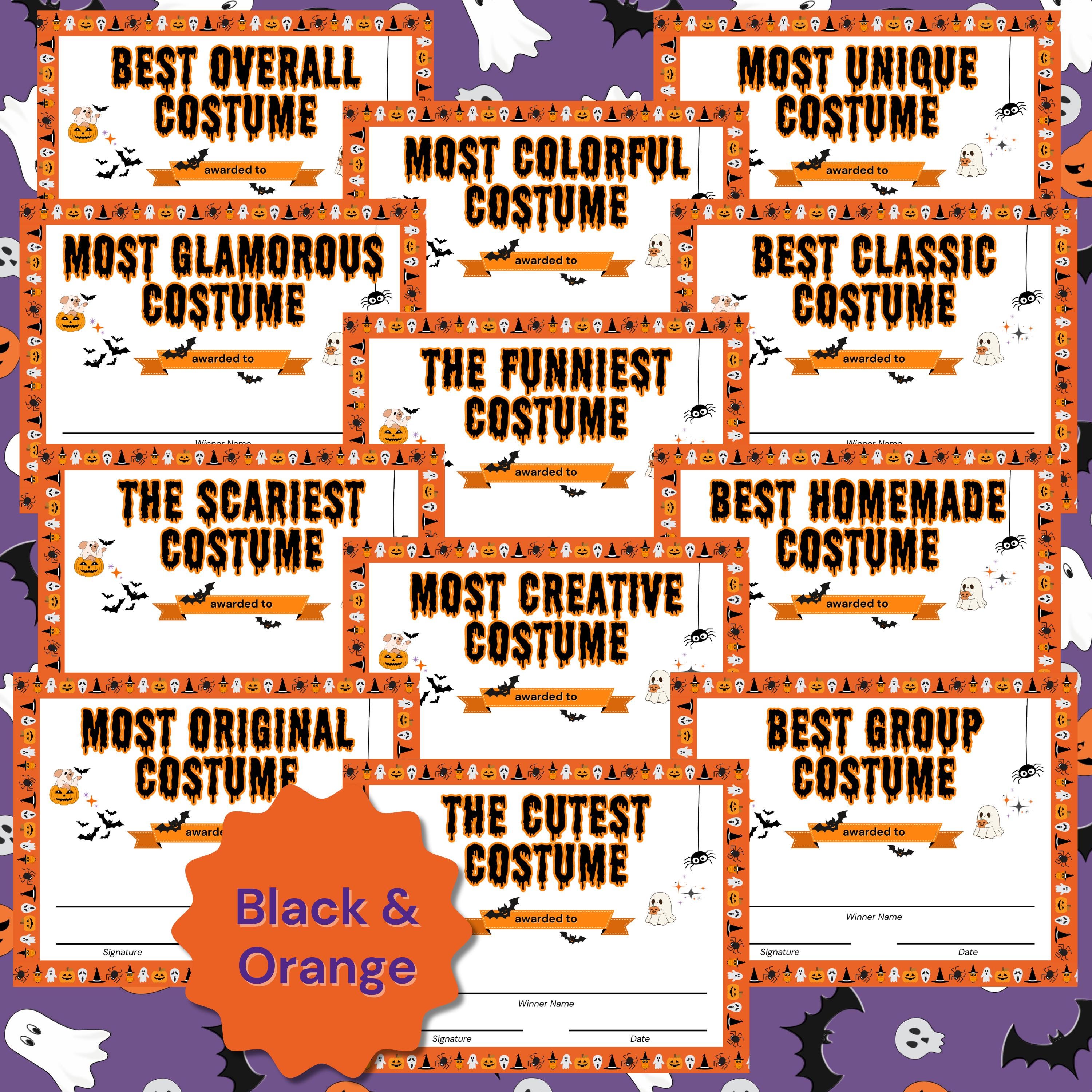 12 Printable Halloween Costume Contest Award Certificates | Fun ...