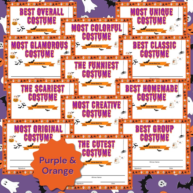 12 Printable Halloween Costume Contest Award Certificates | Fun ...