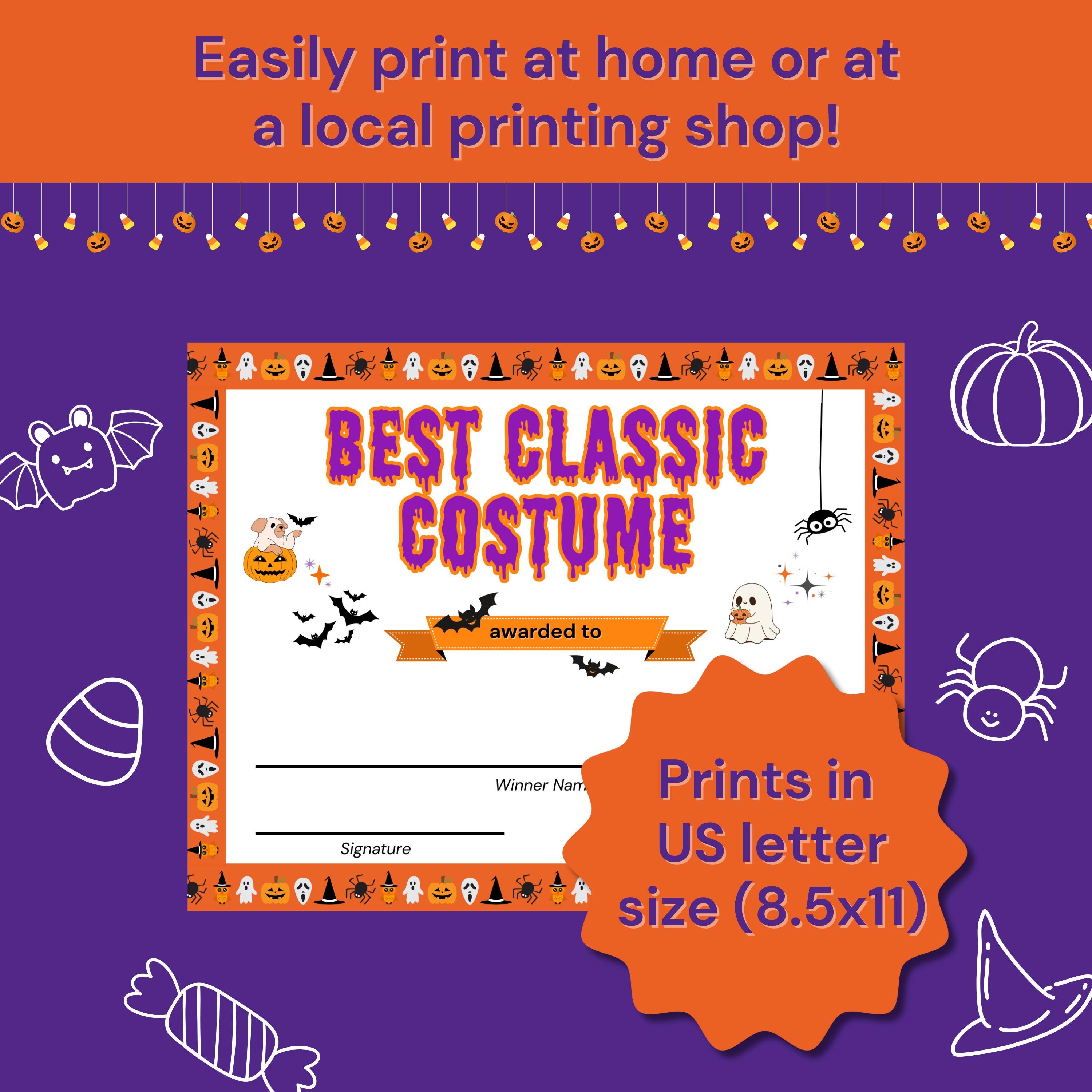 12 Printable Halloween Costume Contest Award Certificates | Fun ...